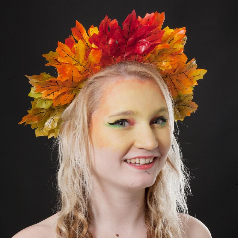 Green Man Headdress Autumn Oak Leaf Leaf Crown - Etsy