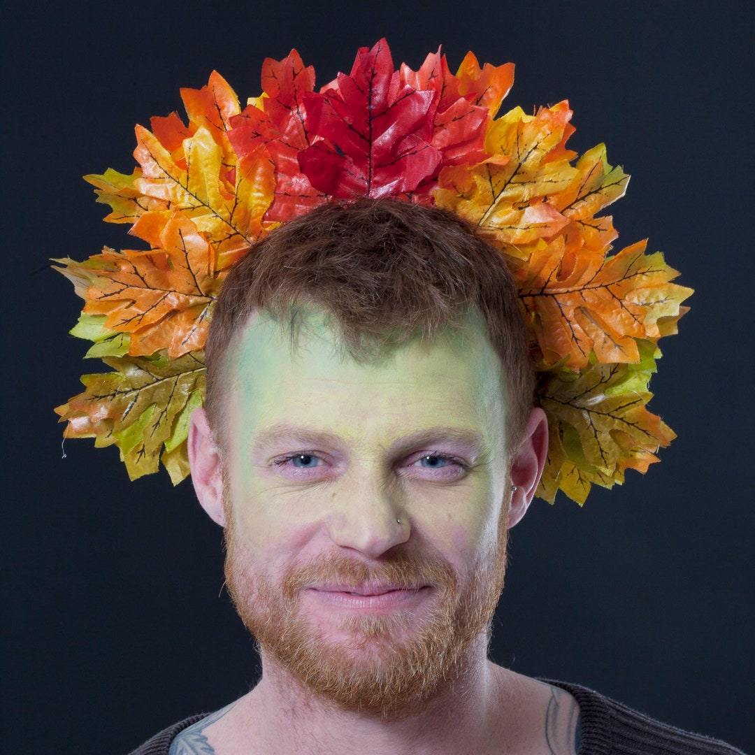 Green Man Headdress, Autumn Oak Leaf Leaf Crown - Etsy