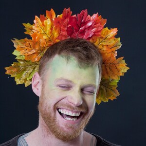 Green Man Headdress, Autumn Oak Leaf Leaf Crown - Etsy