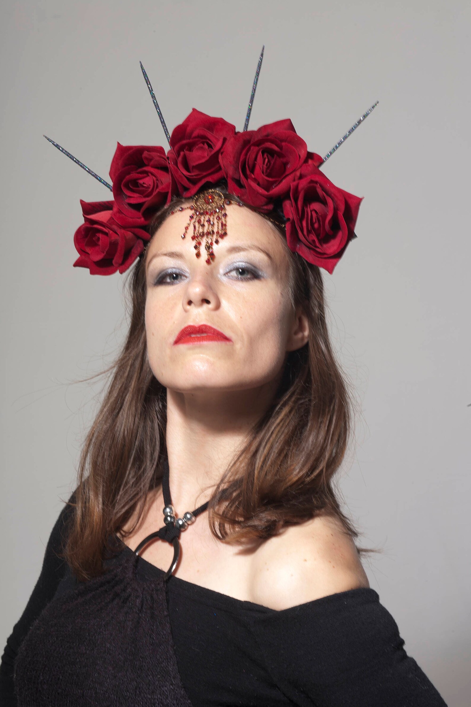 Gothic Vampire Queen Headdress Floral Crown With Red Roses - Etsy