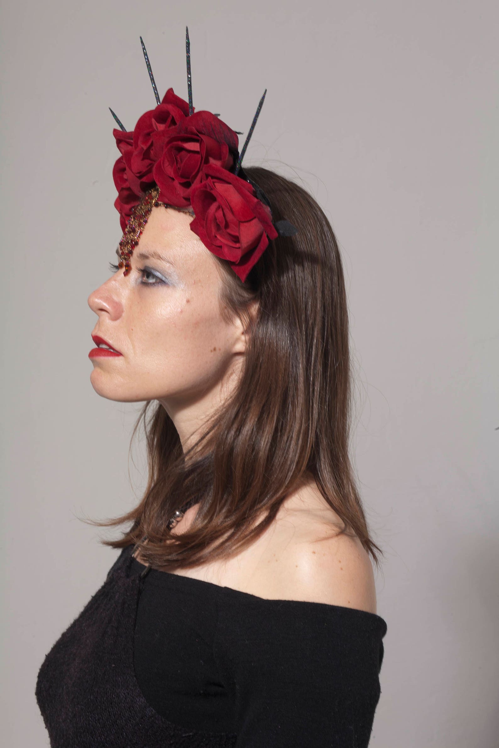 Gothic Vampire Queen Headdress Floral Crown With Red Roses - Etsy