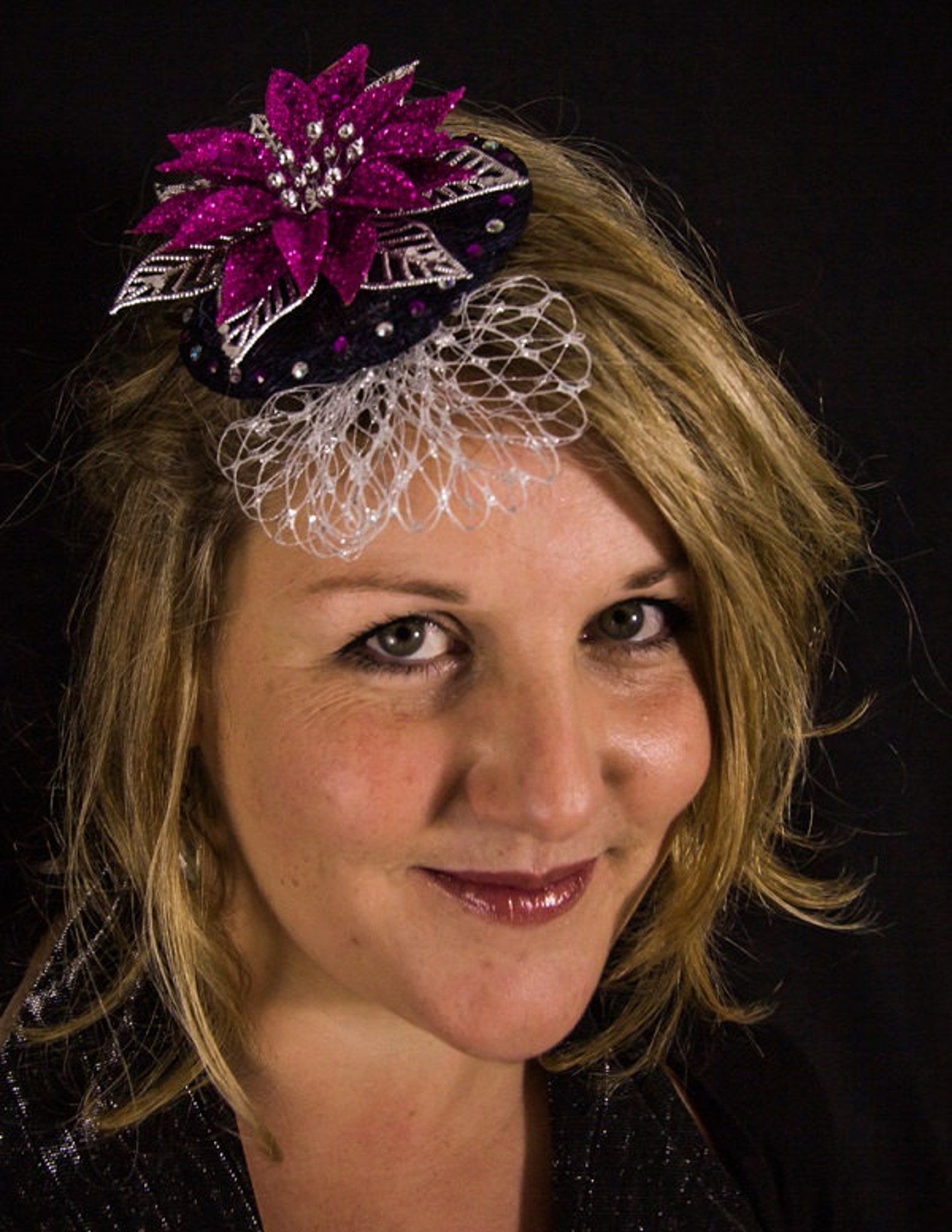 Pink and Silver Poinsettia Christmas Fascinator - Etsy