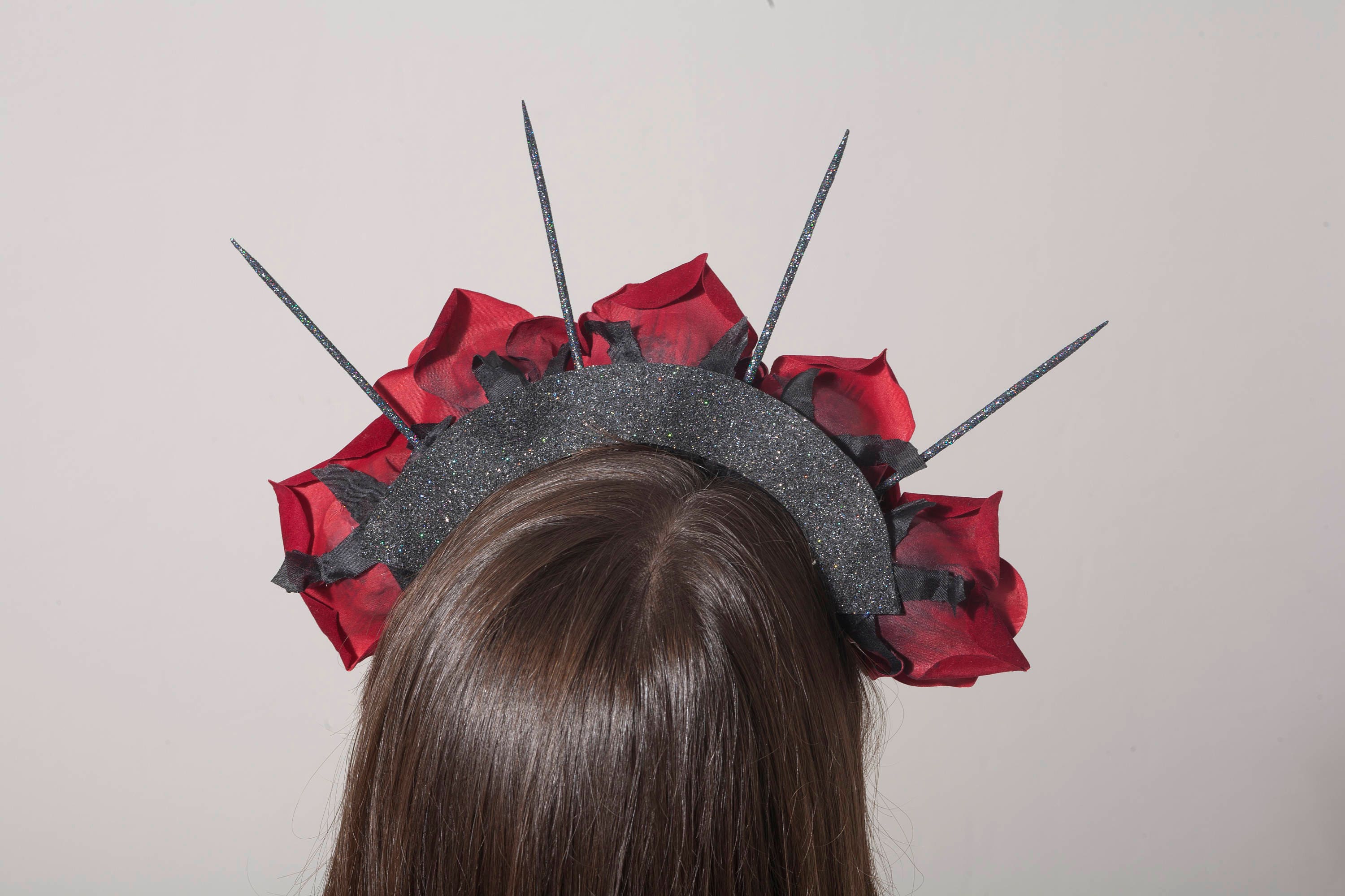 Gothic Vampire Queen Headdress Floral Crown With Red Roses | Etsy