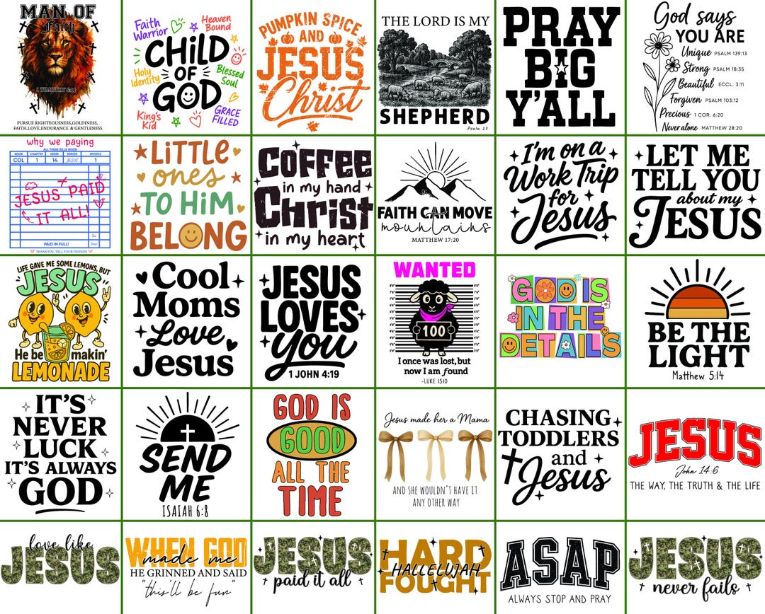 30+ Christian Quotes PNG Bundle, Bible Verse Shirt Designs - Etsy