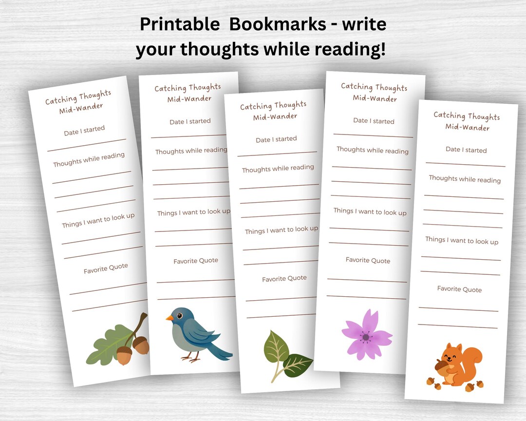 Printable Bookmarks | Write Your Thoughts While Reading | Digital ...