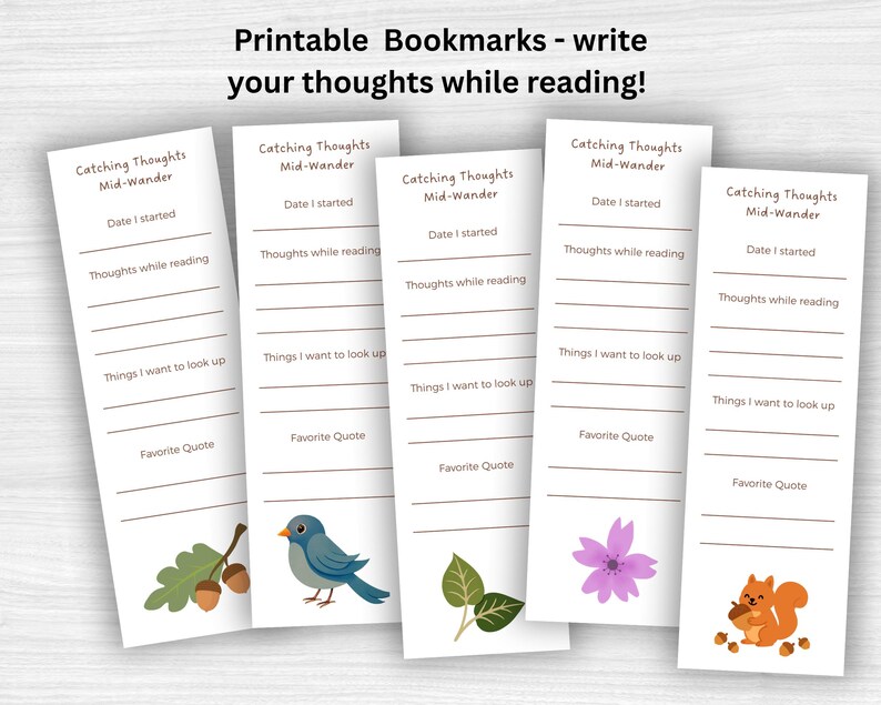 Printable Bookmarks | Write Your Thoughts While Reading | Digital ...
