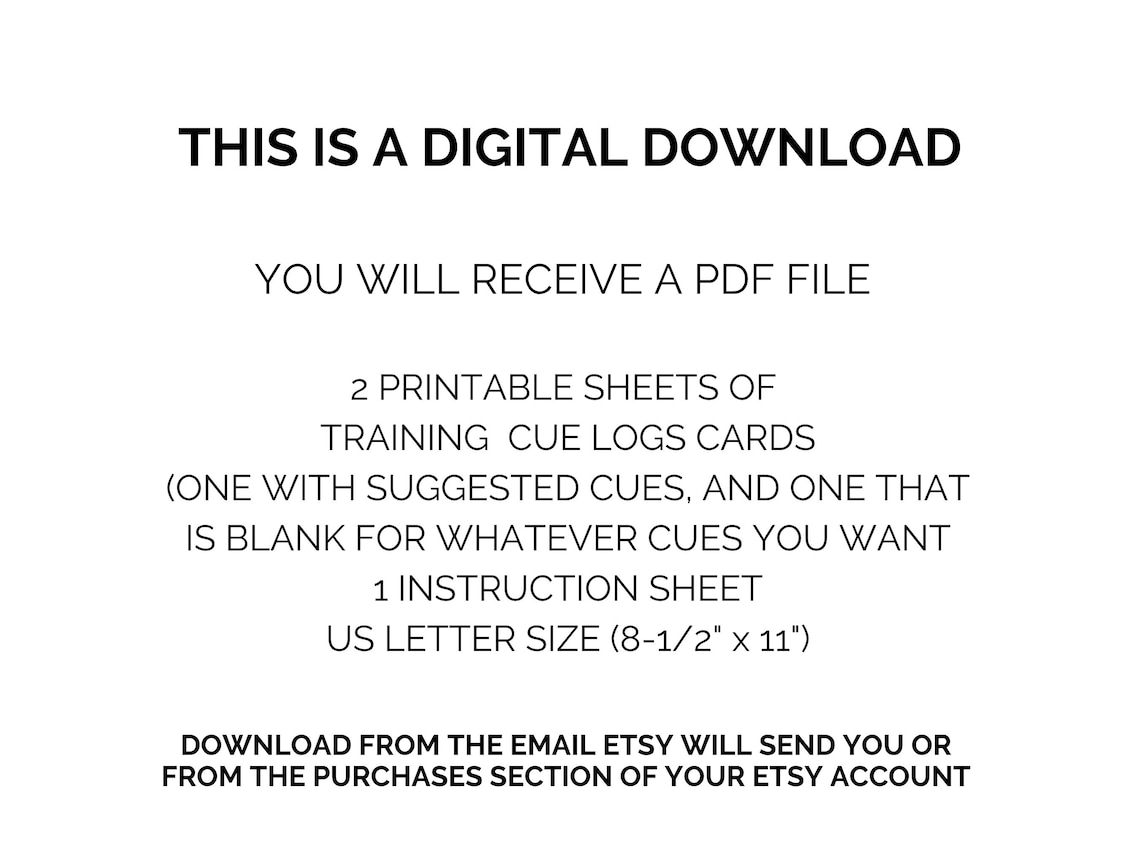 Printable Dog Training Cue Chart: Visual Command Tracker (instant ...