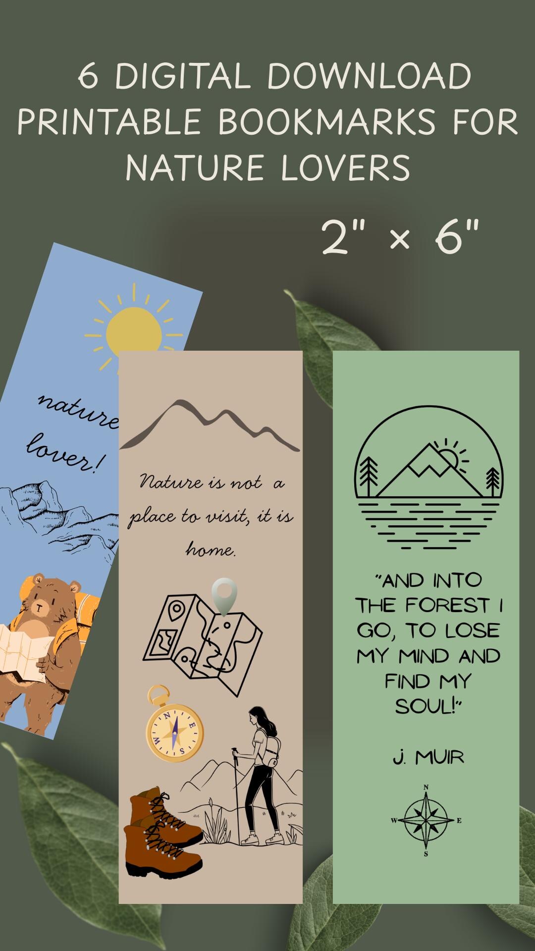 Nature Bookmarks: Floral & Botanical Designs (digital Download, 6 Pngs ...