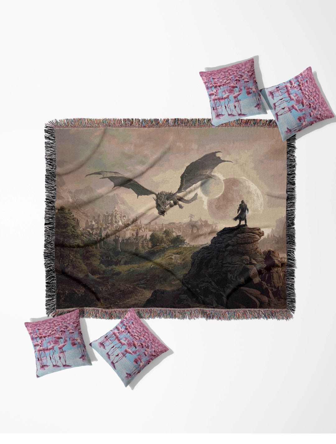 Skyrim Woven Blanket, Dragon Scene Wall Tapestry, Throw - Etsy