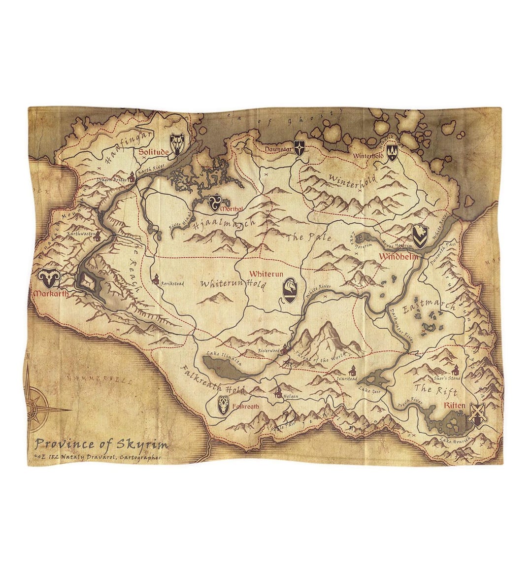 Skyrim Map Blanket, Fleece Throw, Decor - Etsy