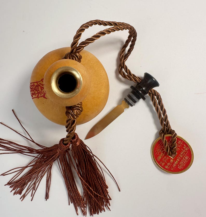 Taoist Gourd Amulet: Feng Shui Wu Lou Charm With Brass Sword - Etsy