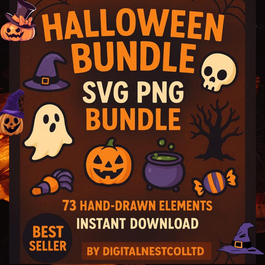 A Big Spooky Vector Clipart Set With 73 Hand-drawn Halloween Elements ...