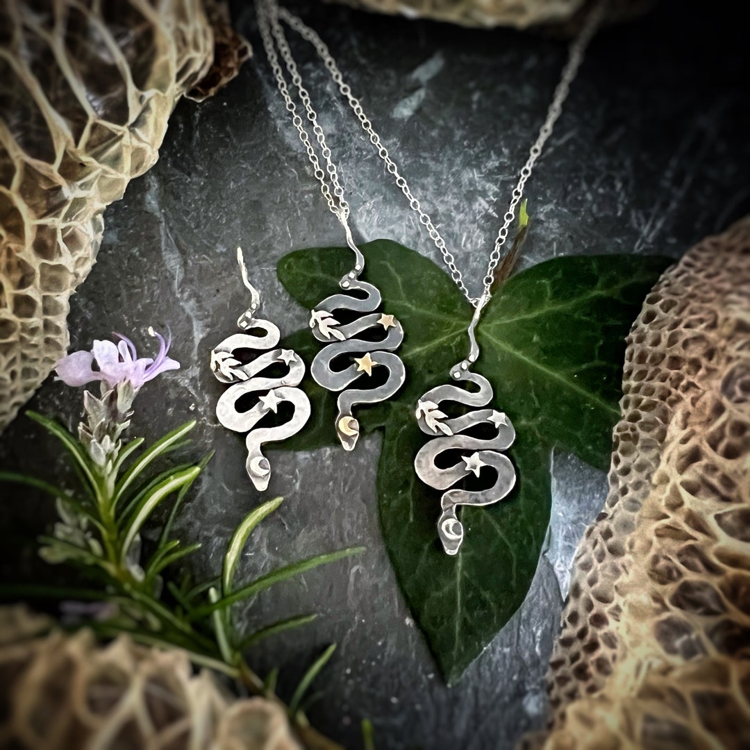 Danu Earth Goddess Snake Necklace: Sterling Silver Snake Jewelry - Etsy