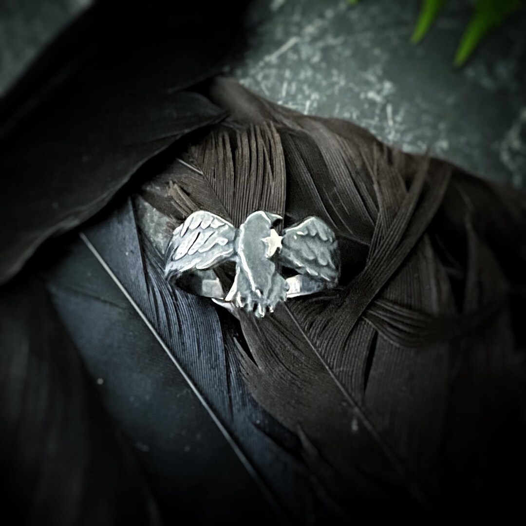 Raven Ring, Oxidized Sterling Silver Crow Ring, Ravens, Bird Ring ...