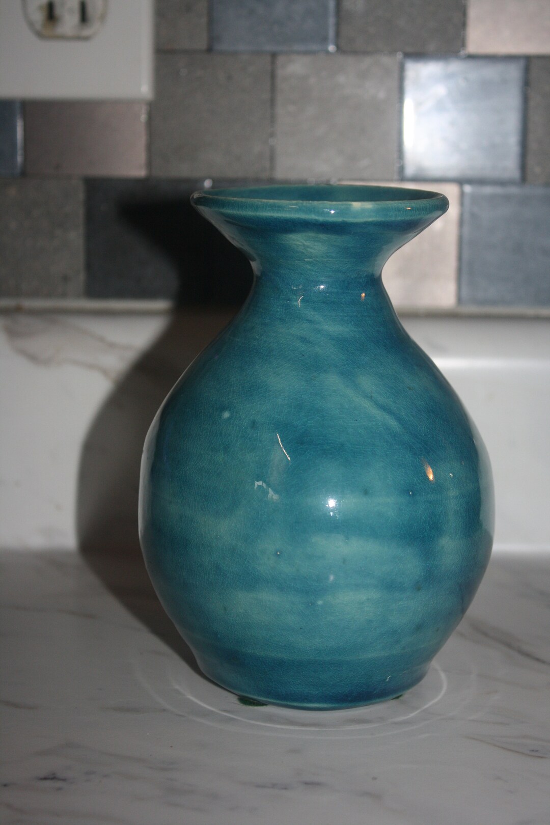Pretty Vintage Ben Watford North Carolina Teal Blue Art Pottery Vase - Etsy