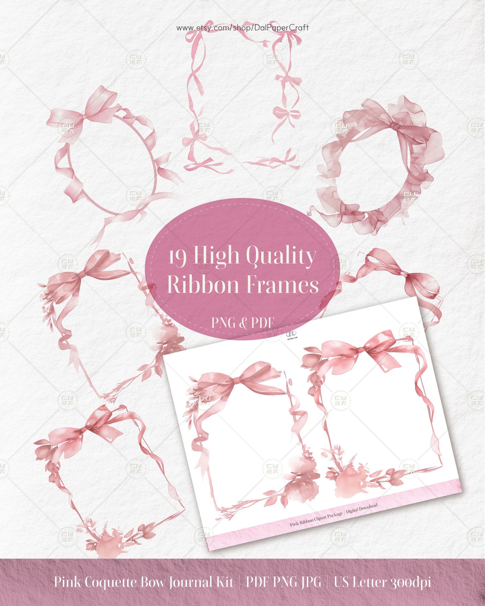 Pink Ribbon Watercolor Ribbon Clip Art Bundle | Banners, Frames and ...