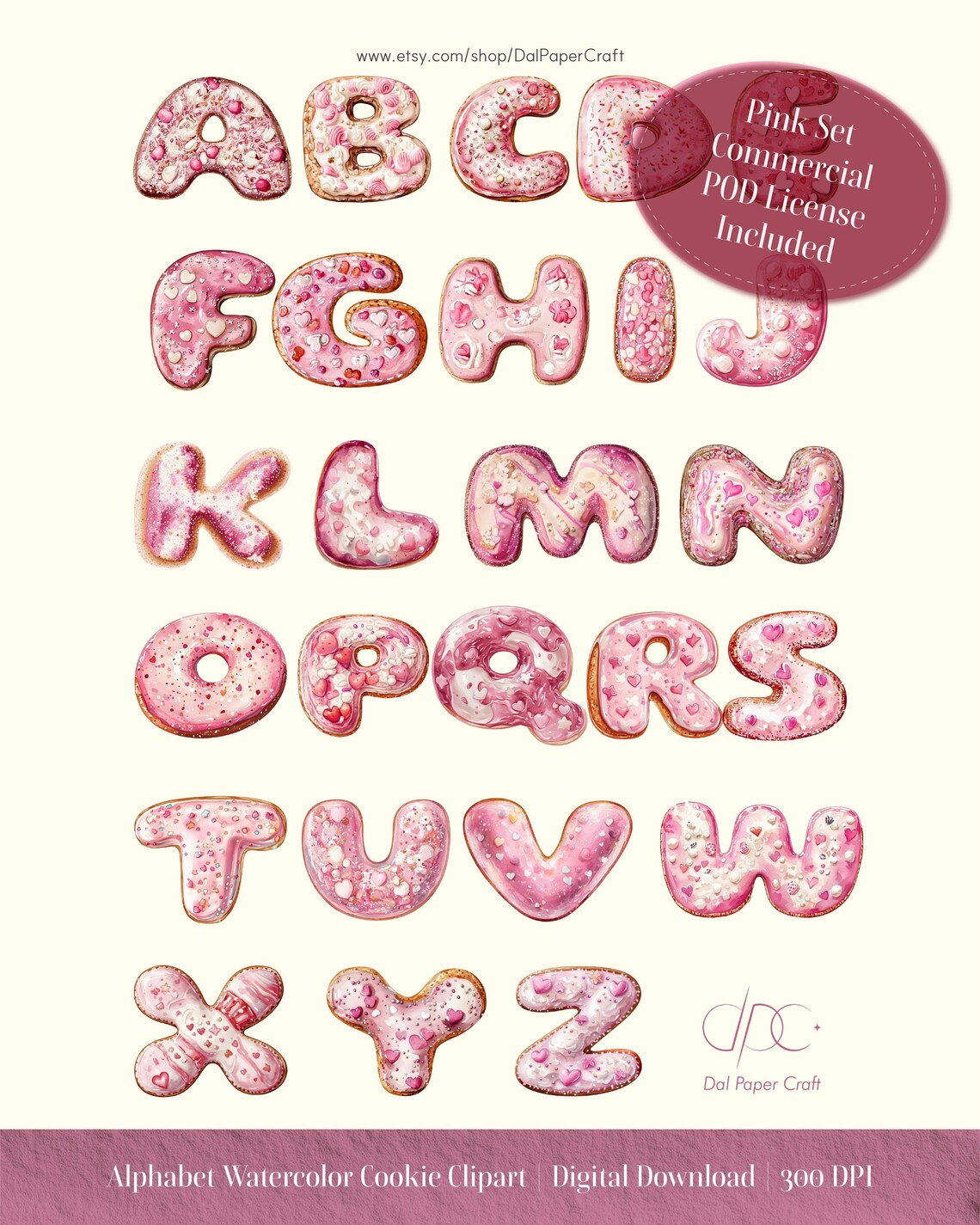 Cookie Alphabet Clipart Bundle – Blue, Pink, Ivory & Green | A-Z Cookie ...