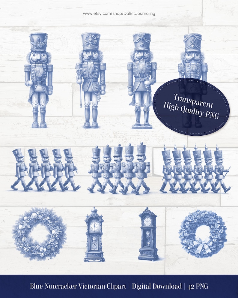 Blue Nutcracker Clipart Bundle: Victorian PNG Images (commercial Use ...