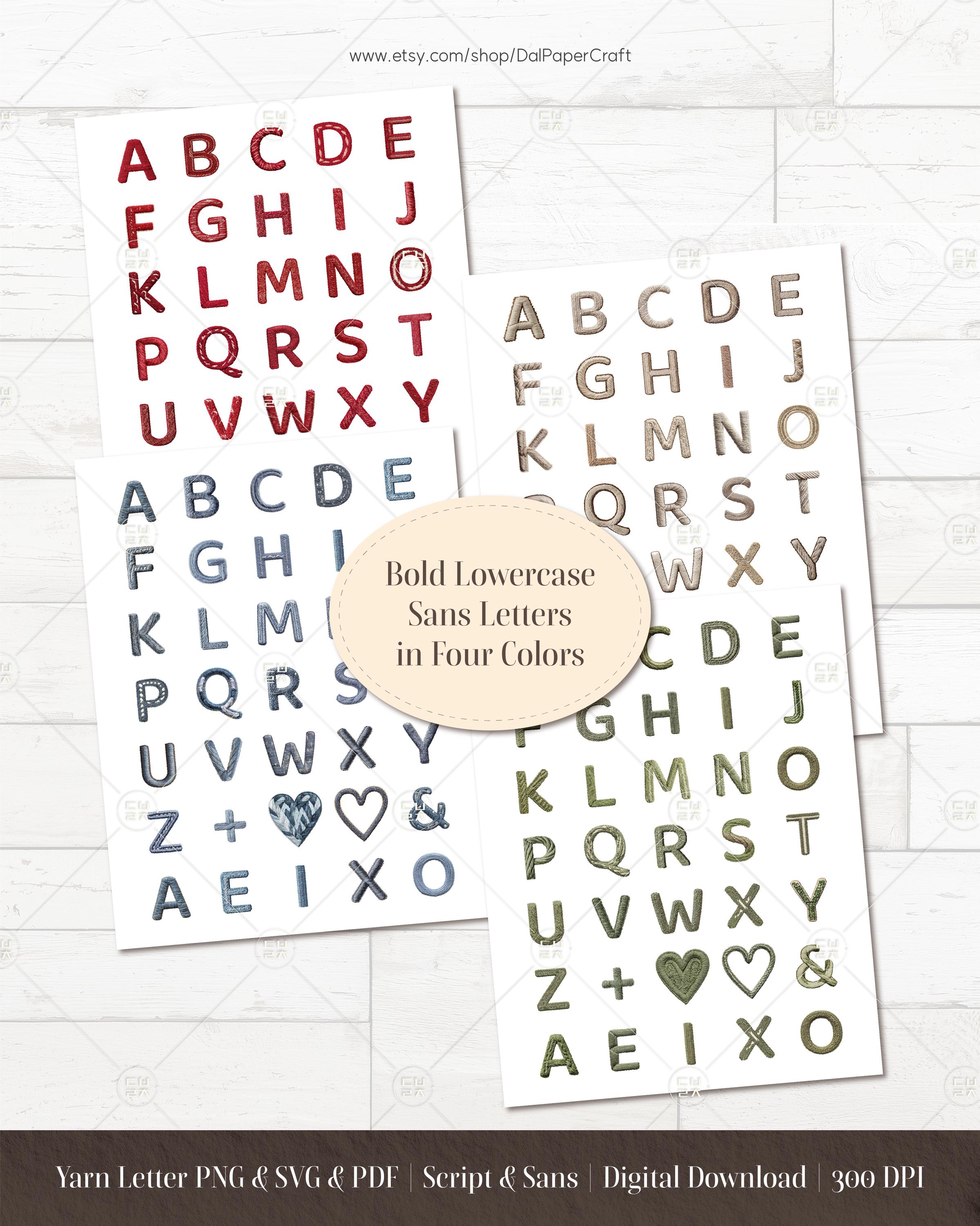 Faux Yarn Alphabet PNG SVG | Knitted Letters Clipart | Cozy Script ...