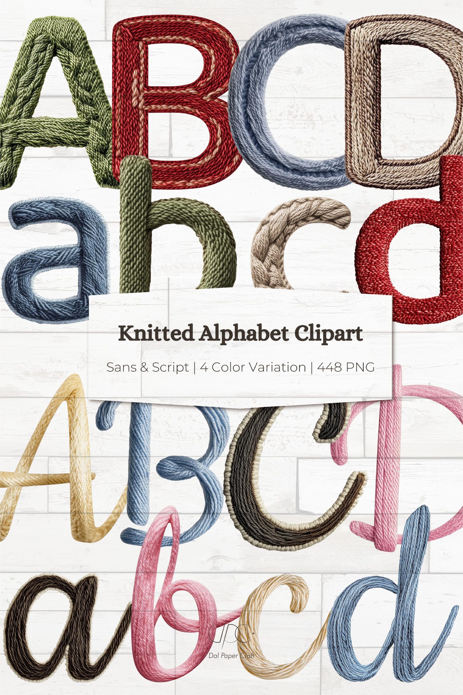 Faux Yarn Alphabet PNG SVG | Knitted Letters Clipart | Cozy Script ...