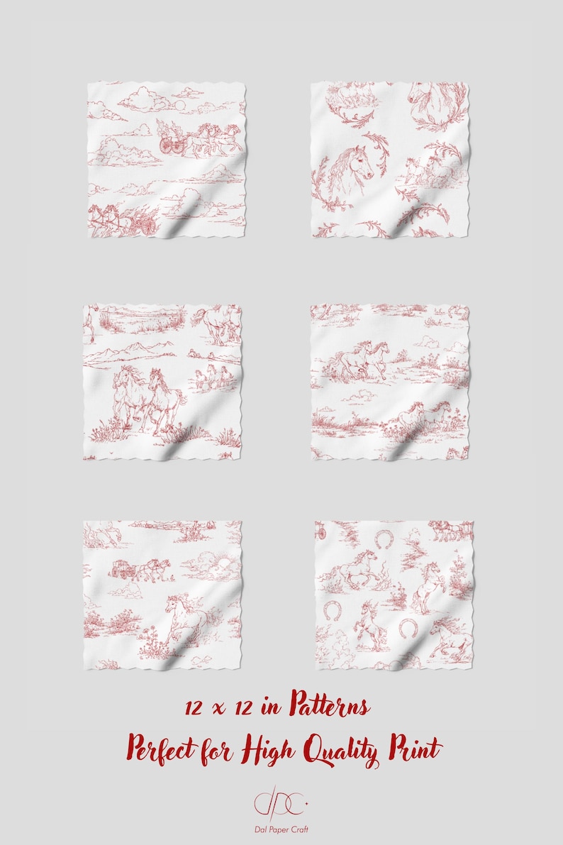 Horse Toile De Jouy Pattern – 2026 Year of Prosperity (digital Download ...