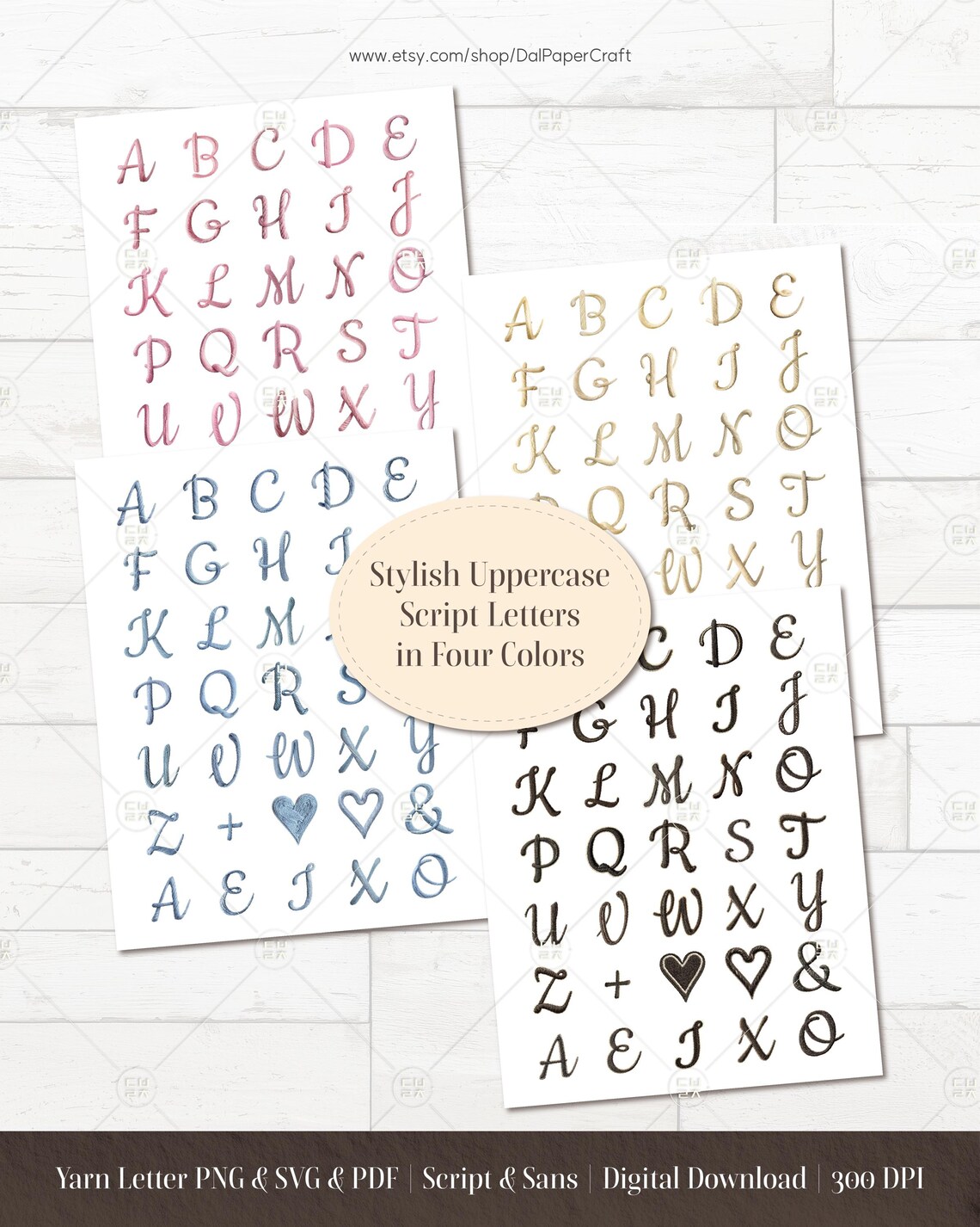 Faux Yarn Alphabet PNG SVG | Knitted Letters Clipart | Cozy Script ...