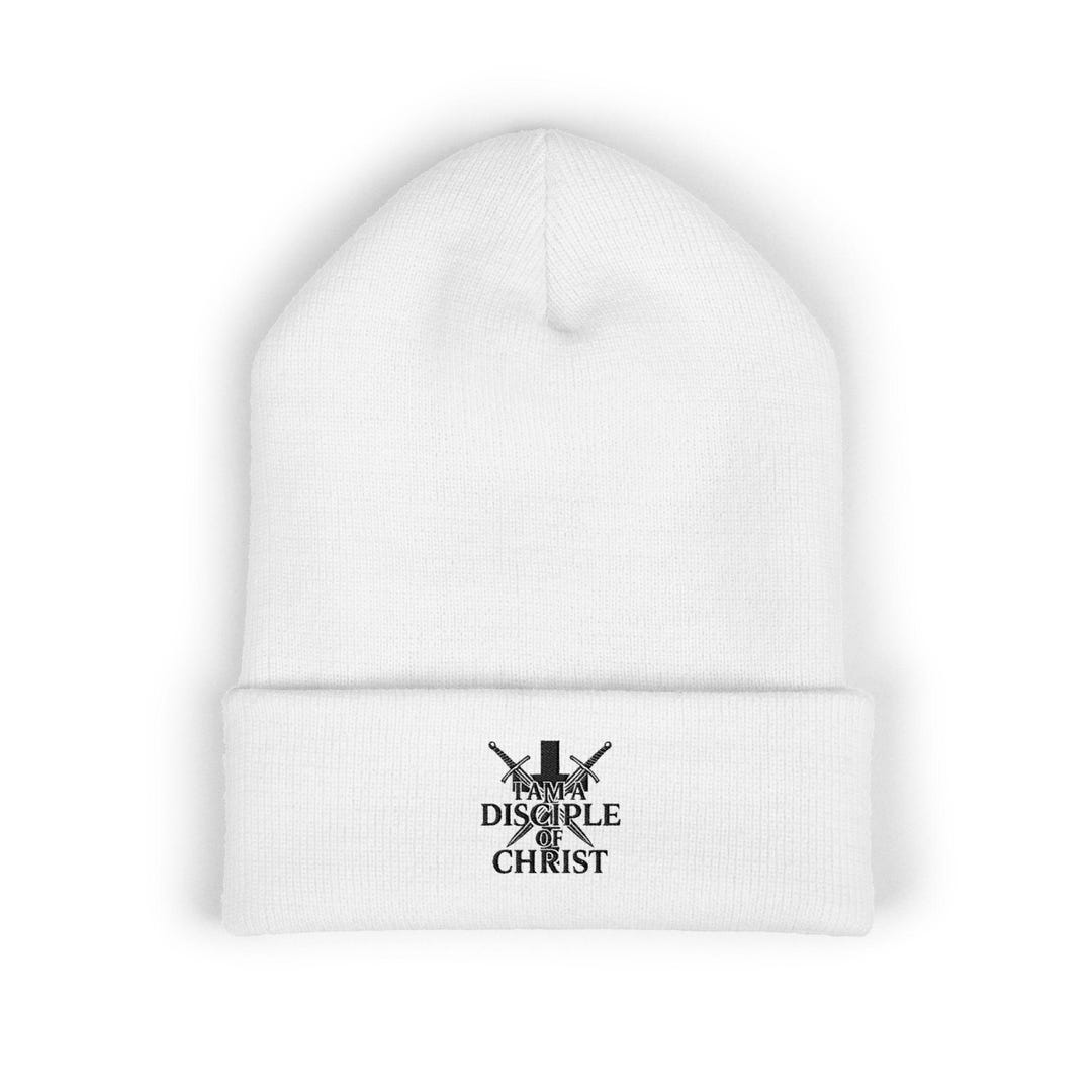 Embroidered Cross & Swords Christian Beanie - Faith-based Acrylic Hat ...
