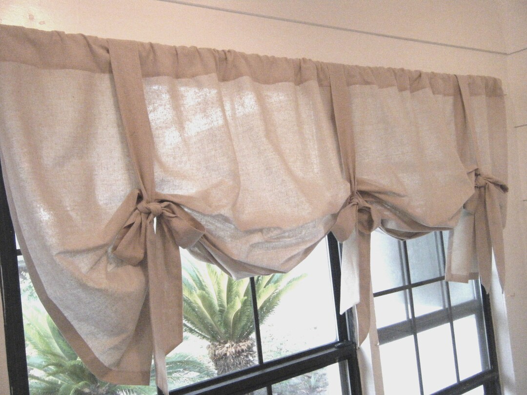 Country Cottage Balloon Bow Valance Rustic Cotton Osnaburg - Etsy