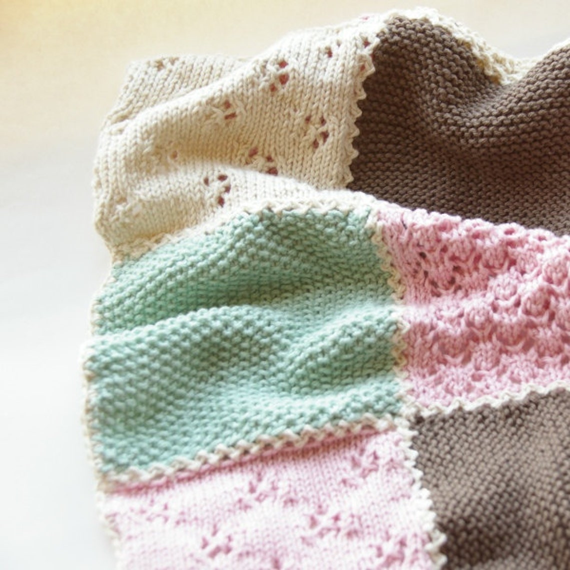 Knit Baby Blanket Patch Work.lace Knitting.baby Shower Gift Girl ...