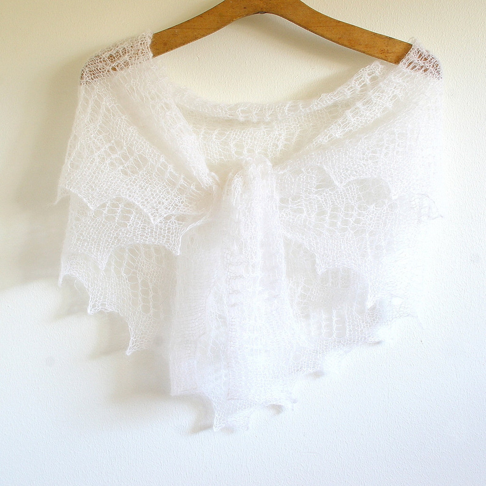 Shawl Knitted White.winter Wedding Wrap.bridal Lace Mohair.handknitted ...