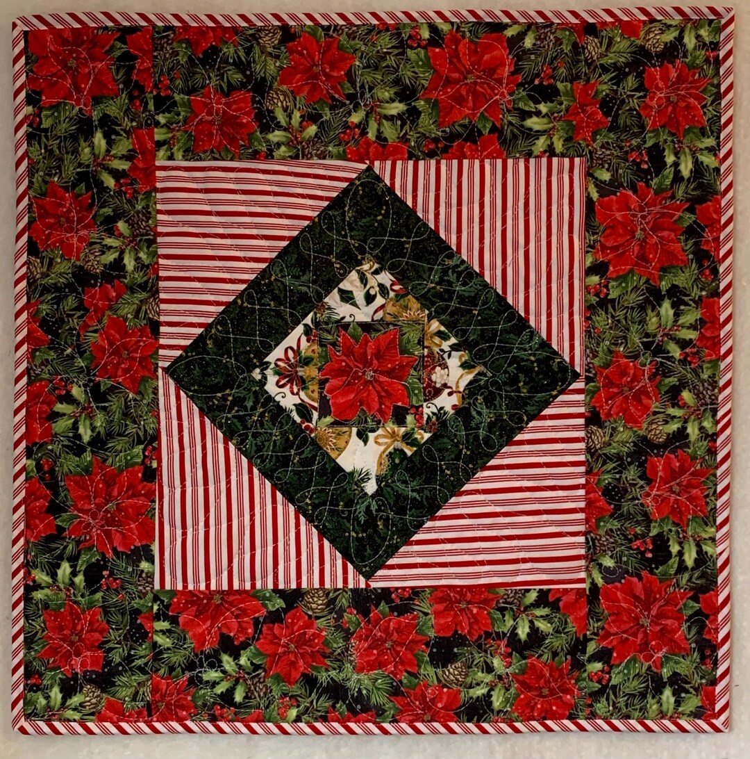 Poinsettia Peppermint Table Topper - Etsy