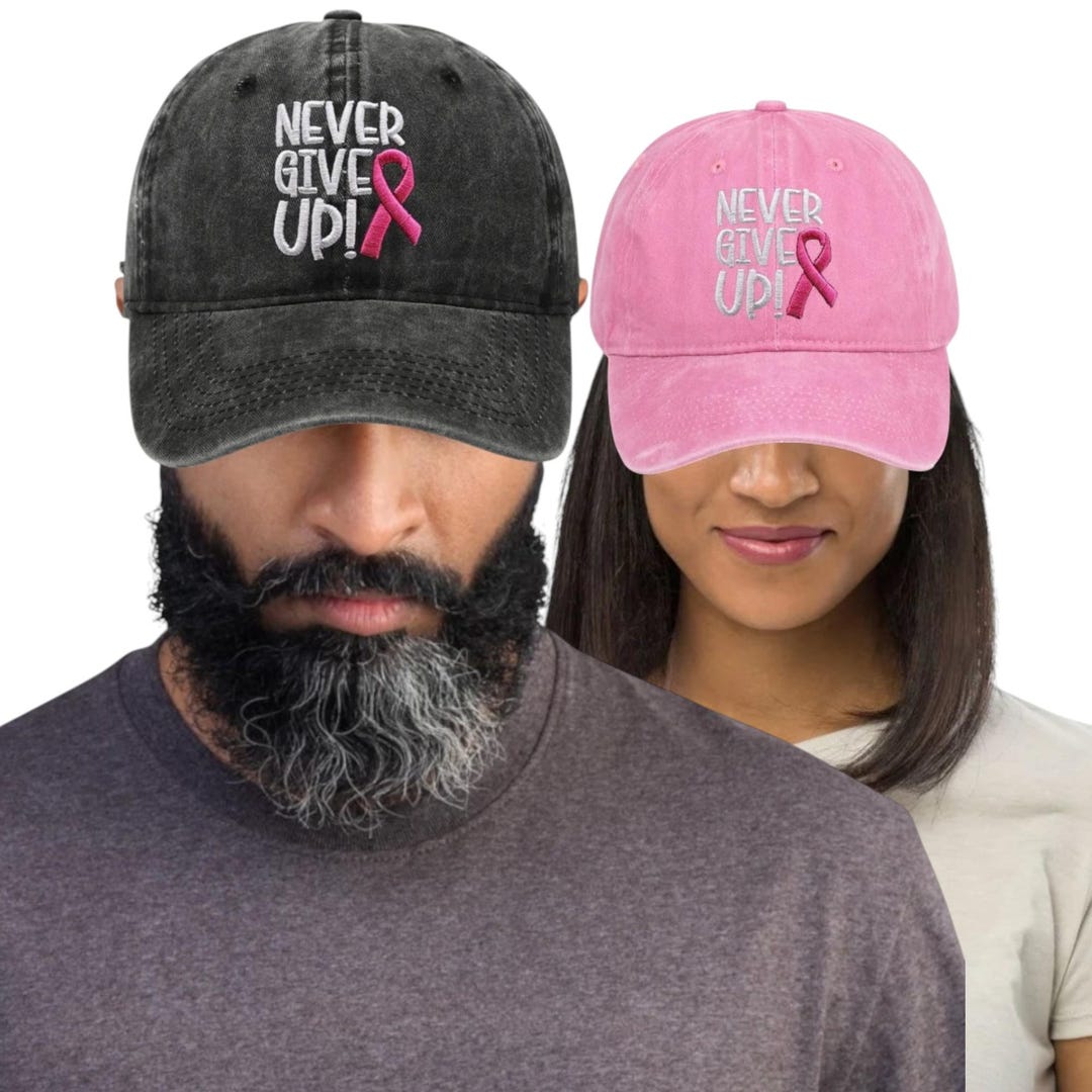 Never Give up Breast Cancer Awareness Ribbon Embroidered Baseball Cap ...