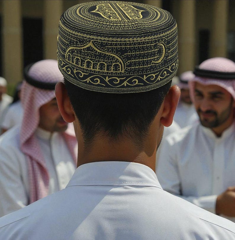 Embroidered Kufi Muslim Men Hat Islamic Cap Worship Ramadan Eid Gifts ...