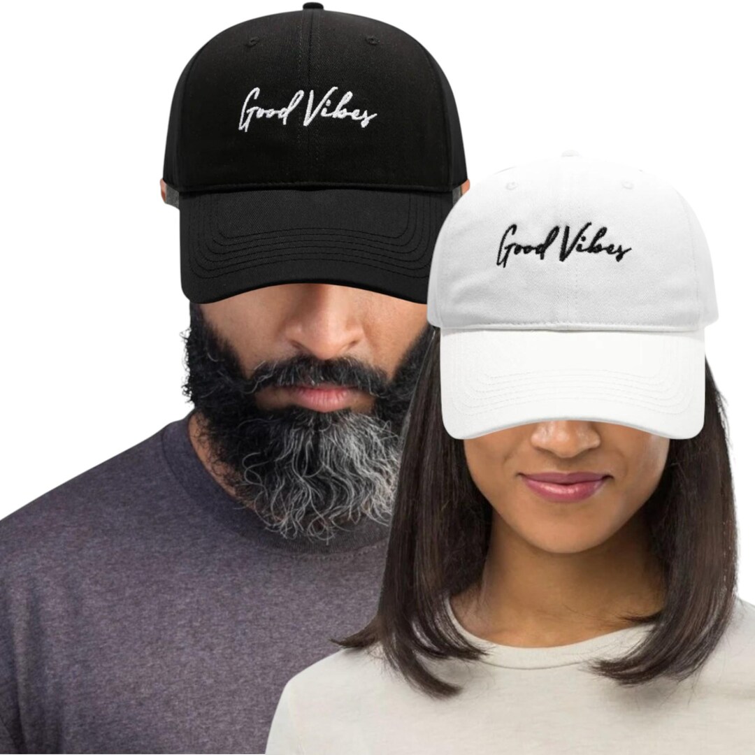 Good Vibes Cap Embroidered Baseball Cap Positive Inspirational Quote ...