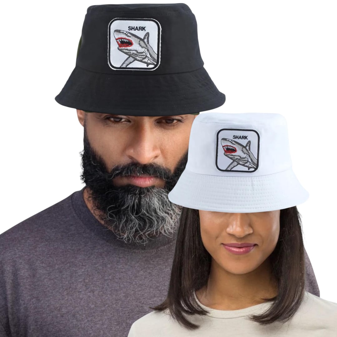 Fishing Hat Shark Lover Gift Fisherman Embroidered Bucket Cap Ocean Big ...