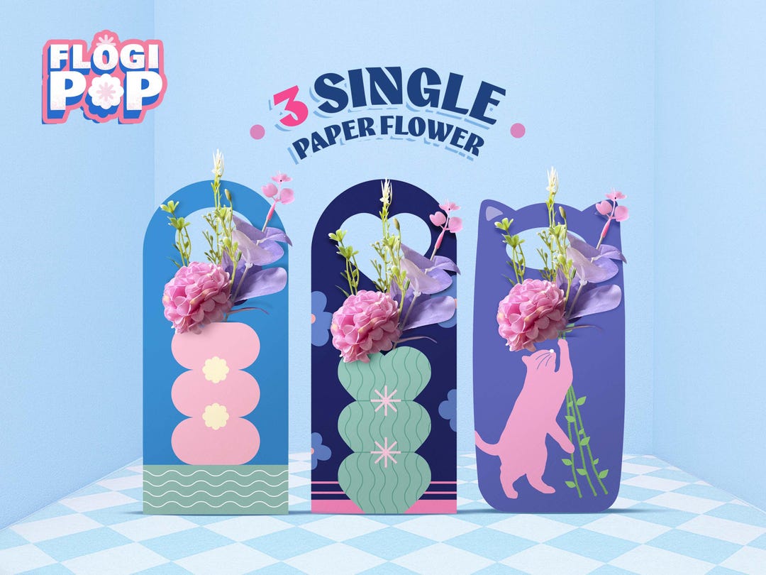 3 Printable Paper Flower Holder Templates | Mini Bouquet Display (SVG ...