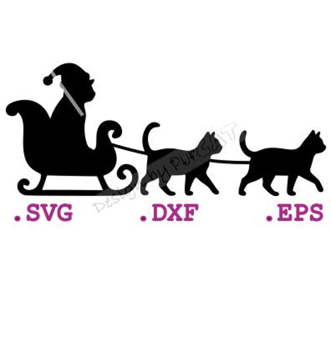 Christmas Plotter File – Sleigh With Cats Silhouette SVG DXF EPS ...