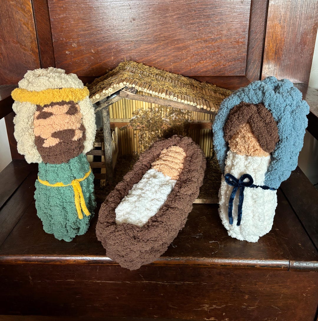 Hand Knit Chunky Nativity Set (three-piece) - Etsy