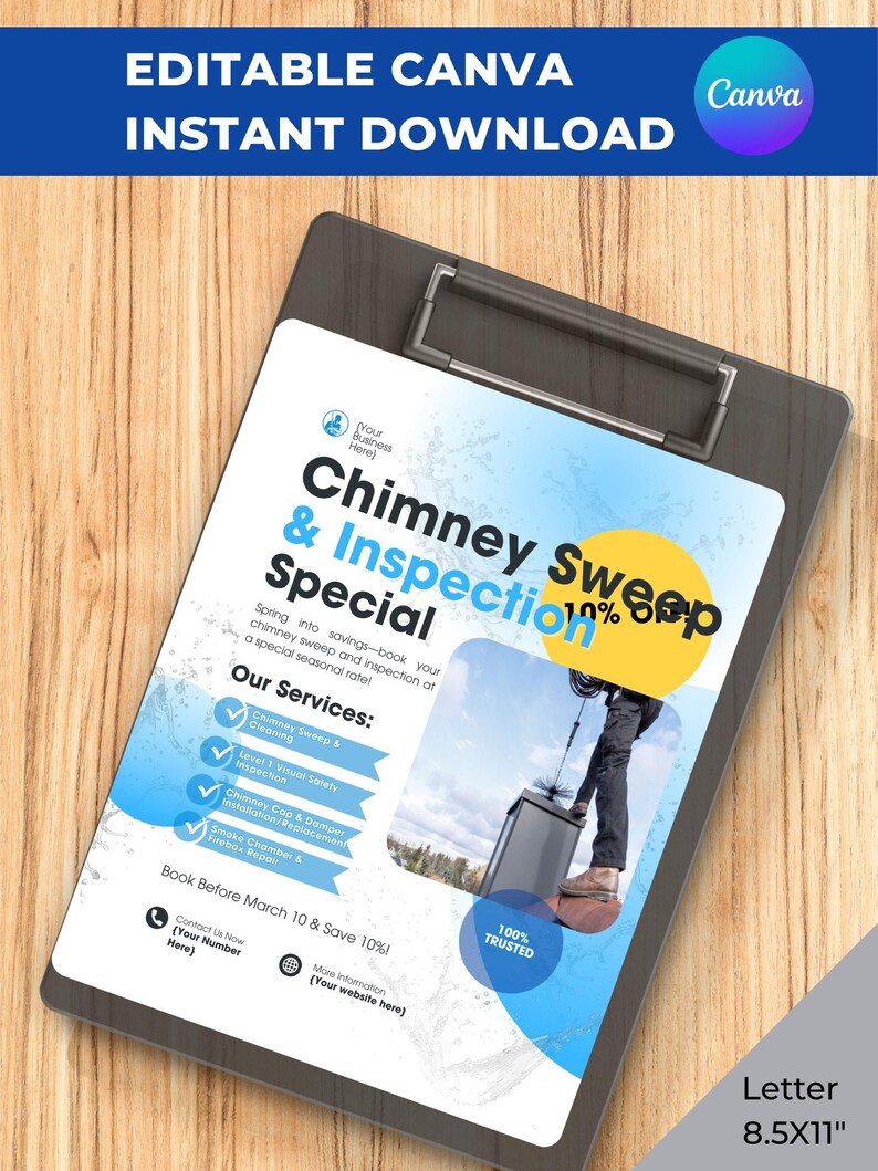 Chimney Sweep & Inspection Flyer Templates: Editable Design (canva ...