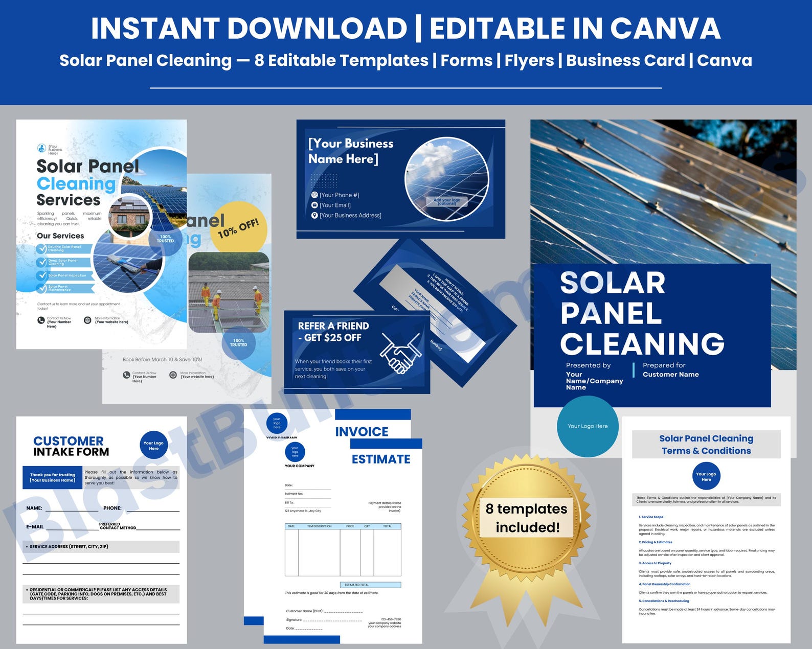 Solar Panel Cleaning Business Templates | Editable Forms & Flyers ...