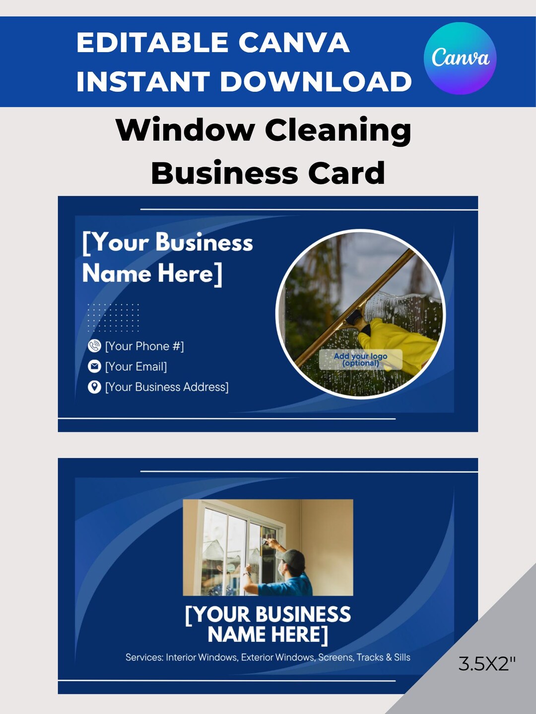 Window Cleaning Business Card Template | Editable Canva (PDF) | Instant ...