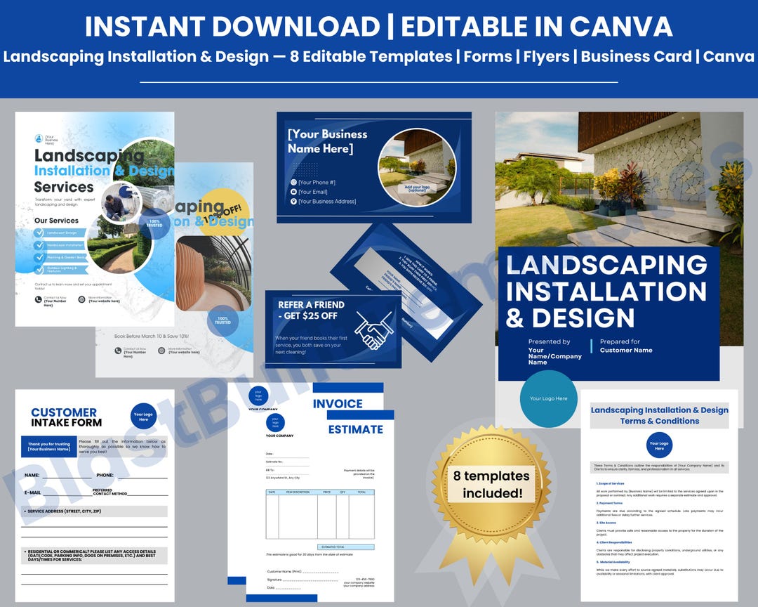 Landscaping Installation and Design Business Templates | Editable Forms ...