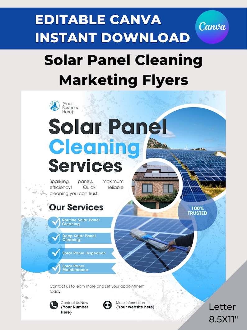 Solar Panel Cleaning Flyer Templates: Editable Design (canva, Instant ...