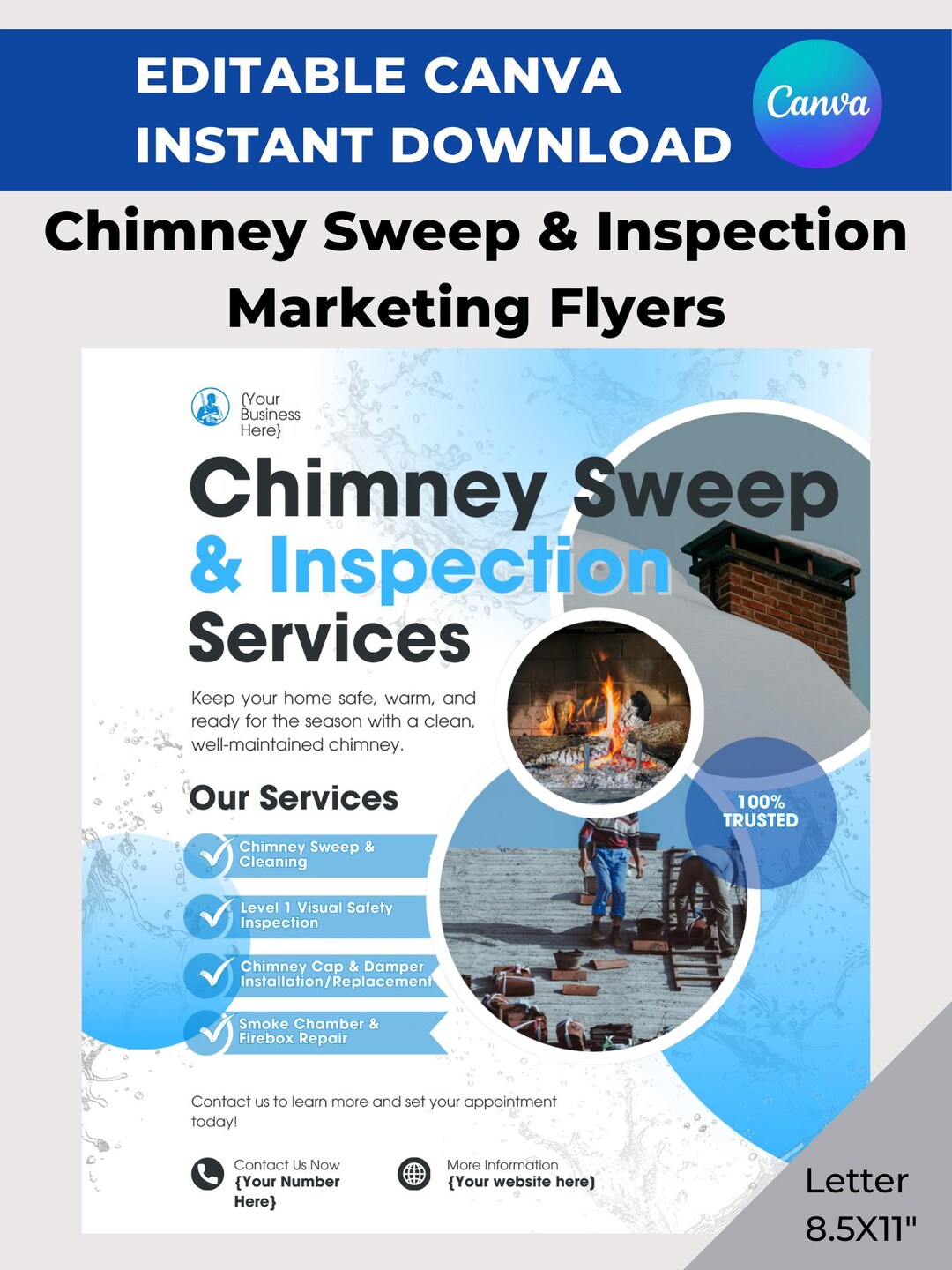 Chimney Sweep & Inspection Flyer Templates: Editable Design (canva ...