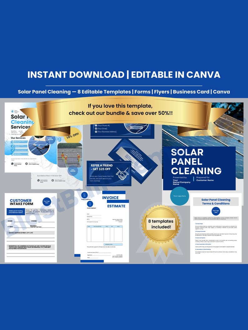 Solar Panel Cleaning Invoice Template: Editable Business Form | Canva ...