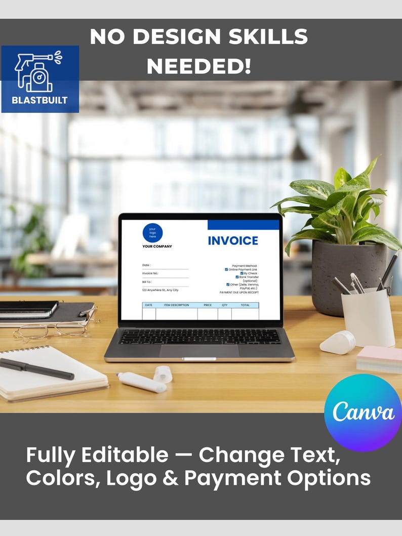 Pest Control Invoice Template: Editable Business Form | Canva | Instant ...