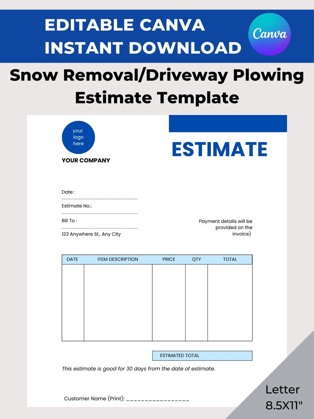 Snow Removal & Driveway Plowing Estimate Template: Business Quote ...