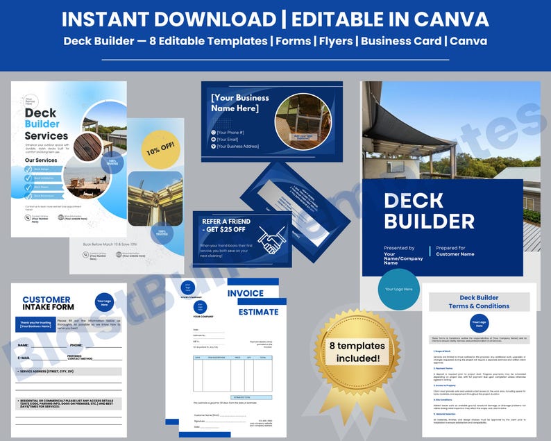 Deck Builder Business Templates | Editable Forms & Flyers (canva ...