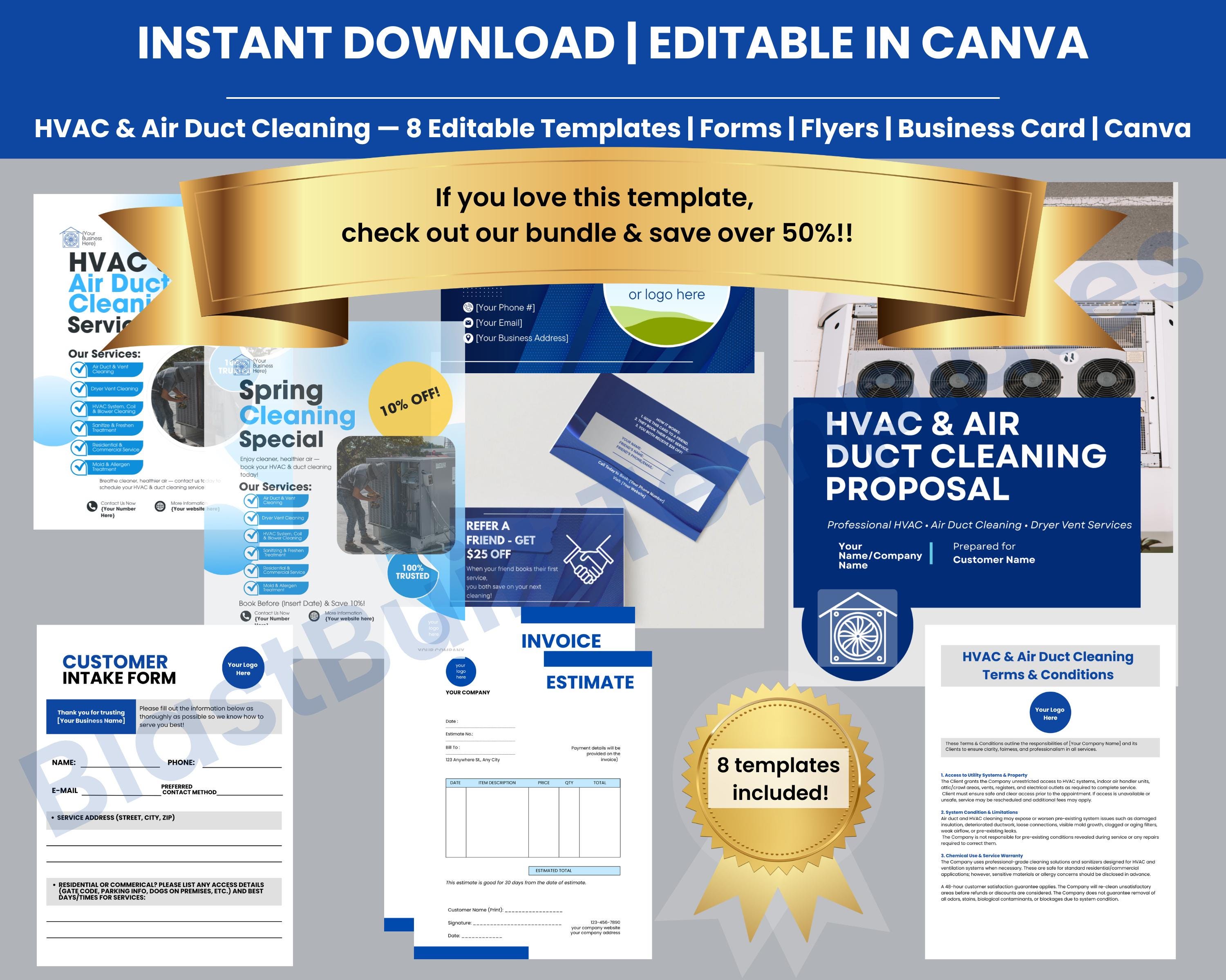 HVAC + Air Duct Cleaning Flyer Templates: Editable Design (canva ...