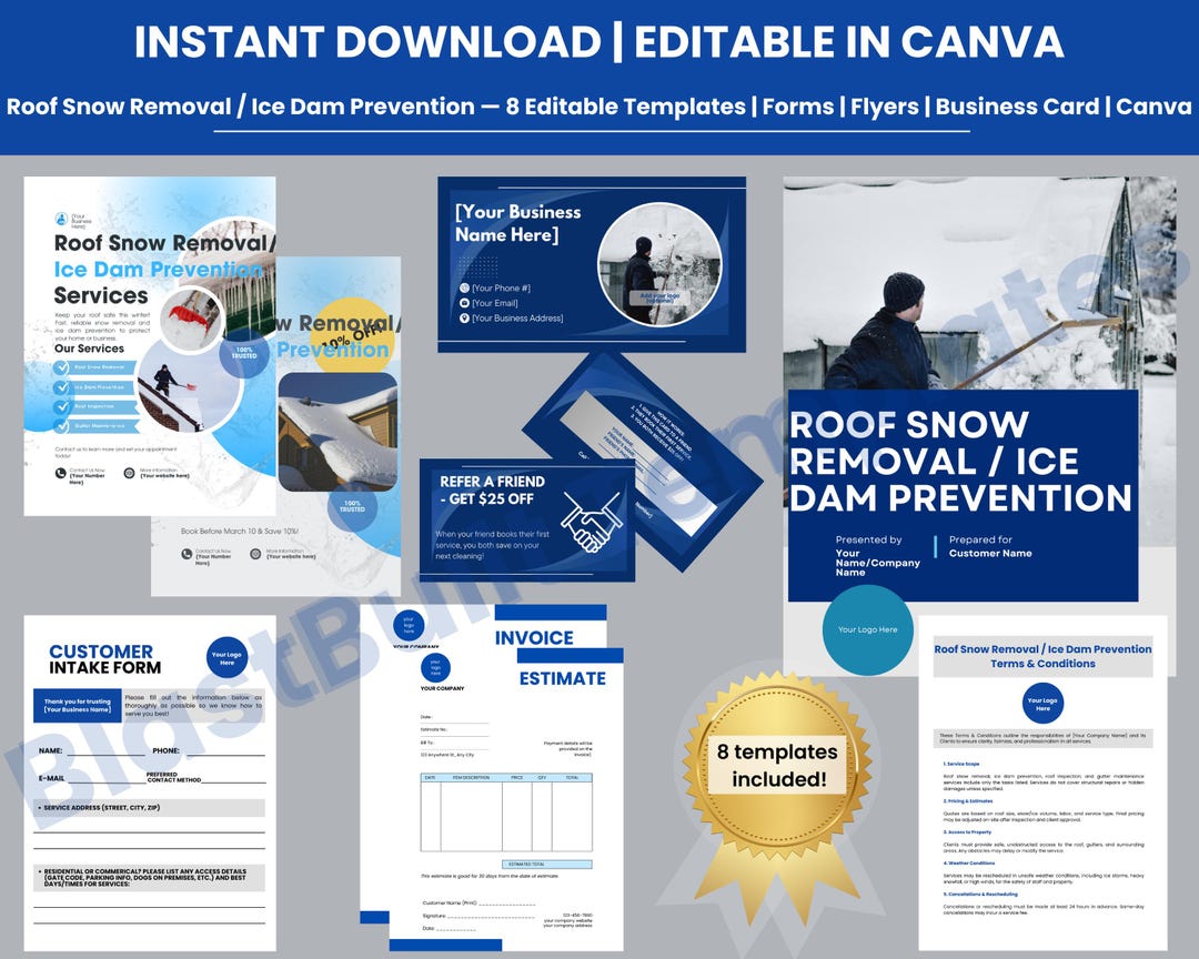 Roof Snow Removal/ice Dam Prevention Business Templates | Editable ...